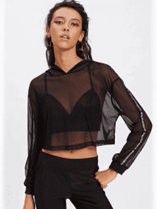 Shein - sweat-shirt noir transparent