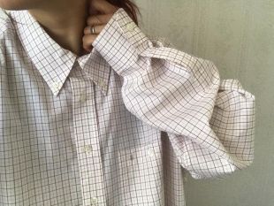 Unbranded - vintage Raspberry White Graph Checkered Long Sleeve Cotton ...