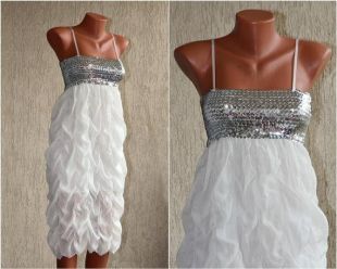 Unbranded - SILVER SEQUINED Soirée vintage Robe taille S M 36 38 Robe ...