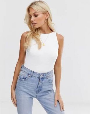 Asos - ASOS DESIGN high neck tank in rib in white | ASOS