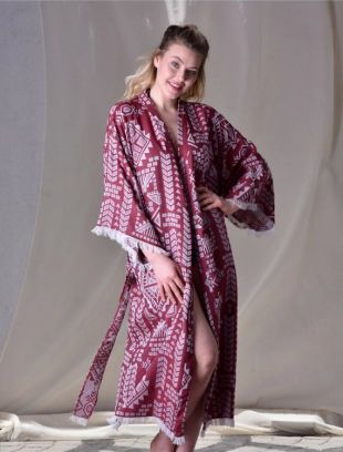Unbranded - Boho Red Kimono Robe Turc Coton Kimono Peignobe, ROBE SPA ...
