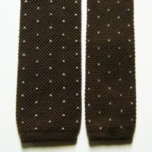 Sewmanity - vintage Wool Knit Necktie - Dark Brown w/ White Dot Woven ...