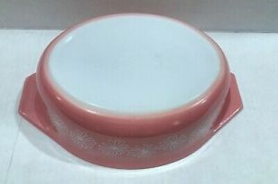 pyrex - Vtg Pyrex Pink Daisy Oval Casserole Dish #043 1 1/2 Qt