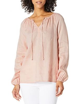 nydj - NYDJ Women's Linen Peasant Blouse