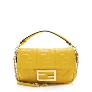 Fendi - Fendi Shoulder Ff Embossed Leather Baguette Cross Body Bag