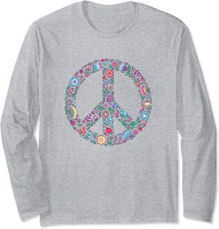peace flowers - Floral Peace Sign Long Sleeve Shirt