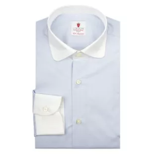 Cordone 1956 - Cordone 1956 Light-Blue Cotton Contrast Cuffs Shirt