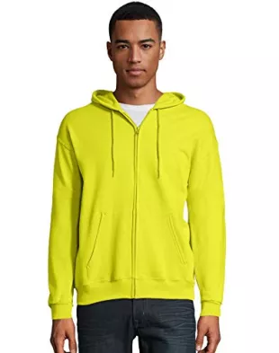 Hanes - Hanes EcoSmart Full-Zip Hooded Sweatshirt L Safety Green