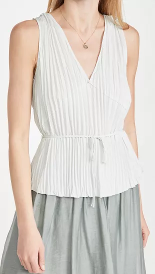 vince - Vince Crushed Double V Neck Tank