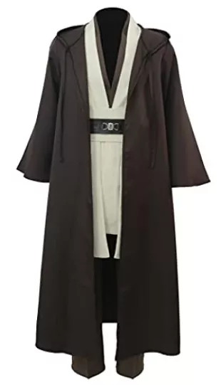 nanc - Men's Knight Robe Costume Adult Brown Hooded Jedi Cloak White ...