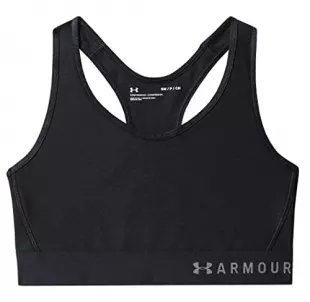 Under Armour - Mid Keyhole Sports Bra , Black (001)/Metallic Silver ...