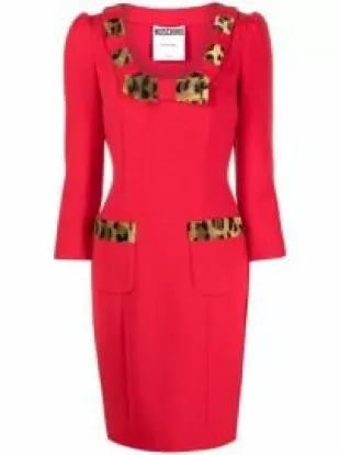 Moschino - Women's Red Leopard-trim Bow