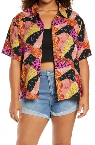 BP. - Patchwork Button-Up Shirt