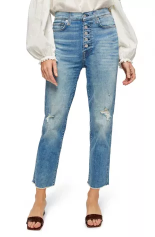 7 FOR ALL MANKIND - Button Fly Crop Jeans