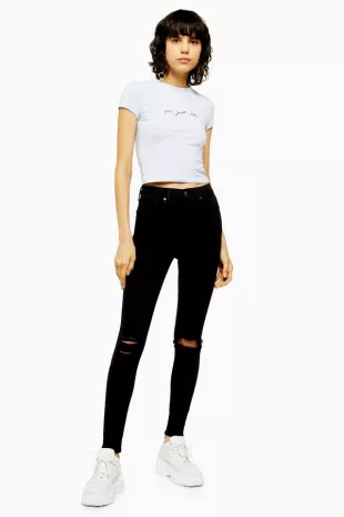 Topshop - Black Wash Ripped Jamie Jeans