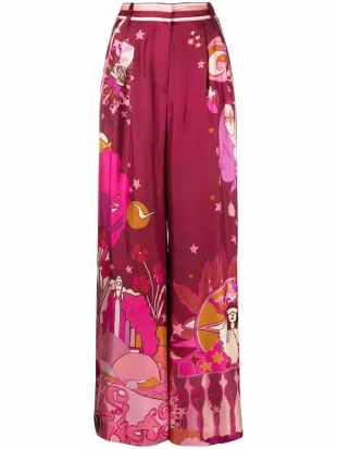 Zimmermann - Patterned Wide-Leg Trousers