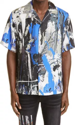 Amiri - Paint Splatter Button-Up Silk Camp Shirt