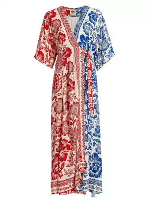 FARM Rio - Pineapple Garden Colorblock Wrap Dress