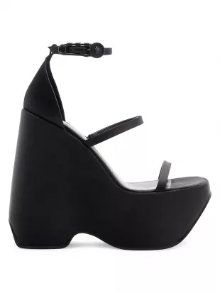Versace - Strap Satin Platform Wedge Sandals