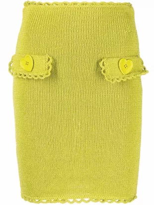 Moschino - Heart-shaped Buttons Scalloped Skirt