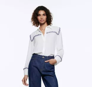 Zara - Contrast Textured Shirt