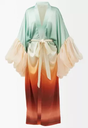 Fe Noel - Print Ruffled Sleeve Satin Robe