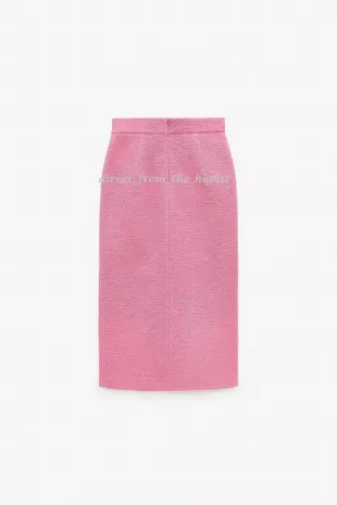 Zara - Pink Textured Skirt with Buttons