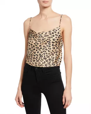 bardot - Leopard-Print Cropped Cowl-Neck Cami