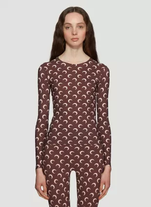 Marine Serre - Logo Crescent Moon Top In Brown