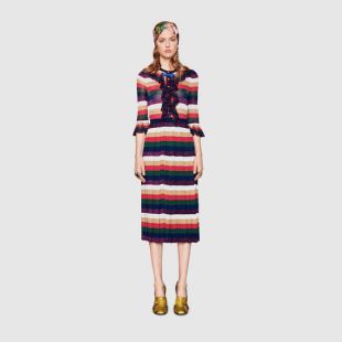 Gucci - Robe en maille à rayures multicolores