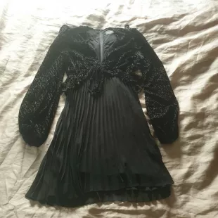 The Kooples - Black Pleated Leopard Dress