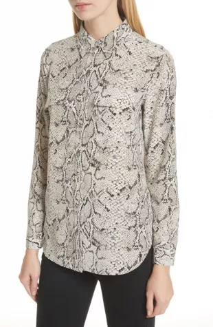 Equipment - Slim Signature Python Print Silk Shirt