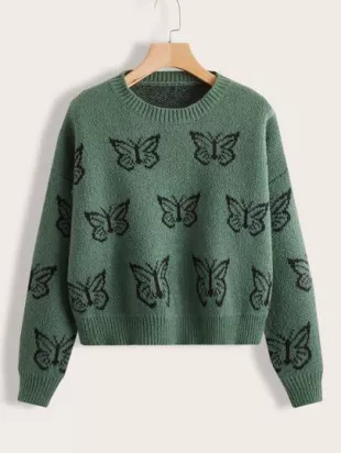 romwe - Butterfly Pattern Sweater
