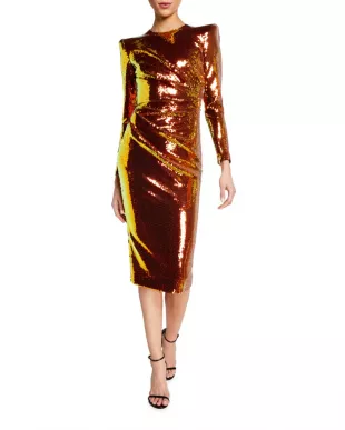 Alex Perry - Kelsey Sequined Structured Shoulder Midi Dress