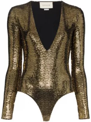 Gucci - Sequined Tulle Bodysuit