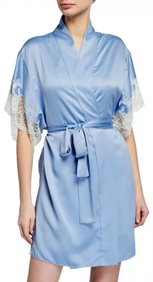 Natori - Lace Trim Satin Robe