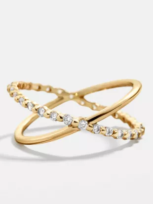 baublebar - X-Shaped, Crystal-Dusted Ring