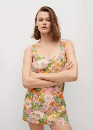 Mango - Floral Print Romper