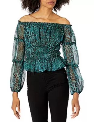 Guess - Off Shoulder Animal Print Top