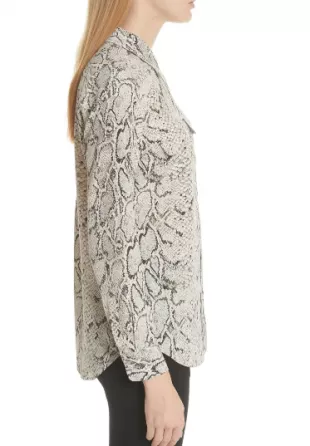 Equipment - Slim Signature Python Print Silk Shirt