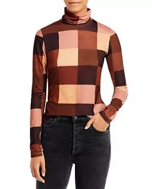 A.L.C. - James Checkered Turtleneck Top