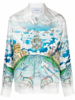 casablanca - chemise à imprimé graphique - Bleu