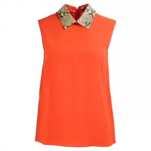 Gucci - Python Trimmed Silk Top