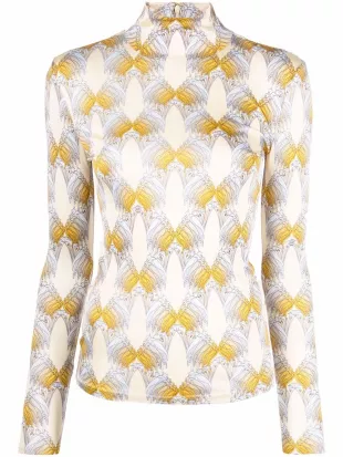 Tory Burch - Bird Print Turtleneck Top