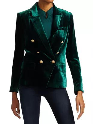 L'agence - Kenzie Velvet Double-Breasted Blazer
