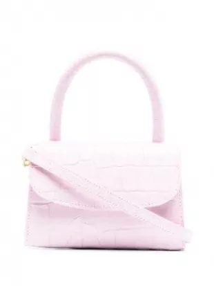 By Far - Mini Lilac Circular Croco Embossed Leather Bag