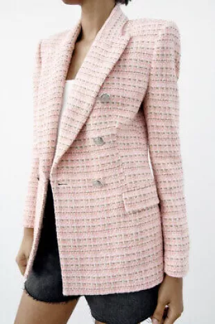 Zara - Pink Tweed Blazer
