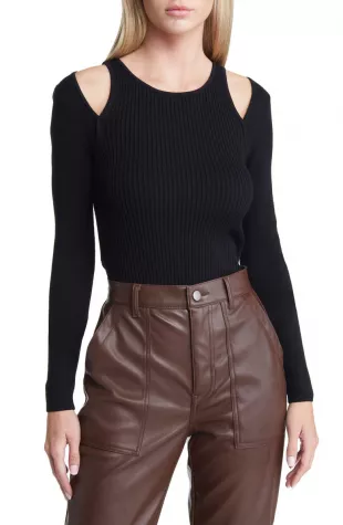 Open Edit - Shoulder Cutout Rib Sweater
