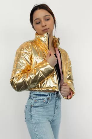 Omoni - Gold Puff Cropped Jacket