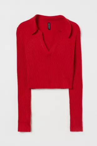 H&M - Collared Rib Top